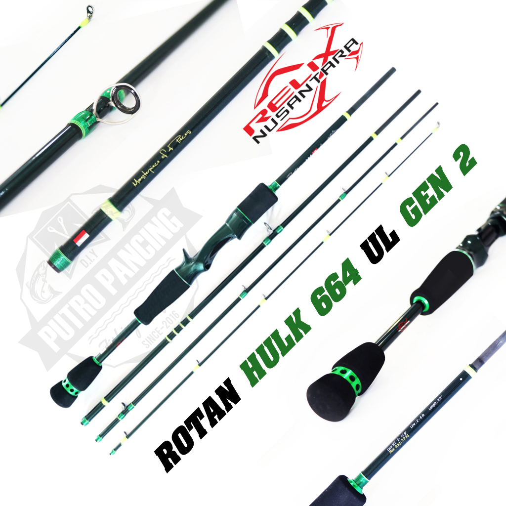 Jual Rod Joran Rotan Hulk BC 664 Gen2 UL 2-6lb Baitcasting Relix ...