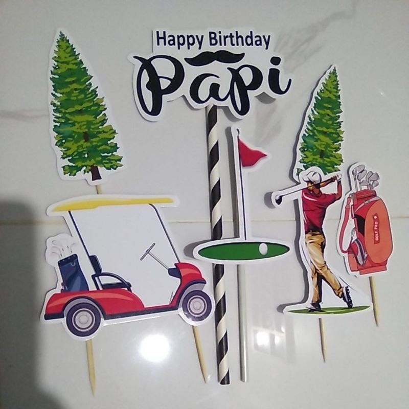 Jual cake topper hiasan kue golf papi daddy father | Shopee Indonesia