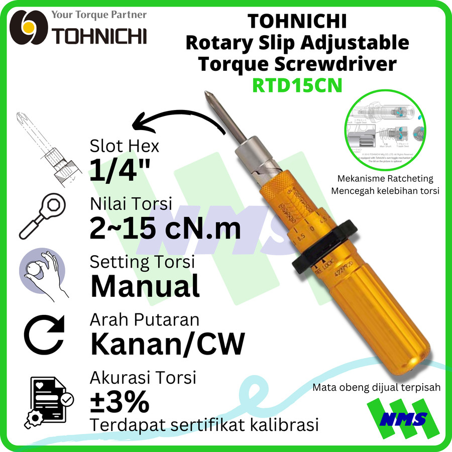 Jual Obeng Torsi RTD15CN 2 - 15 cNm TOHNICHI Roraty Torque Screwdriver ...