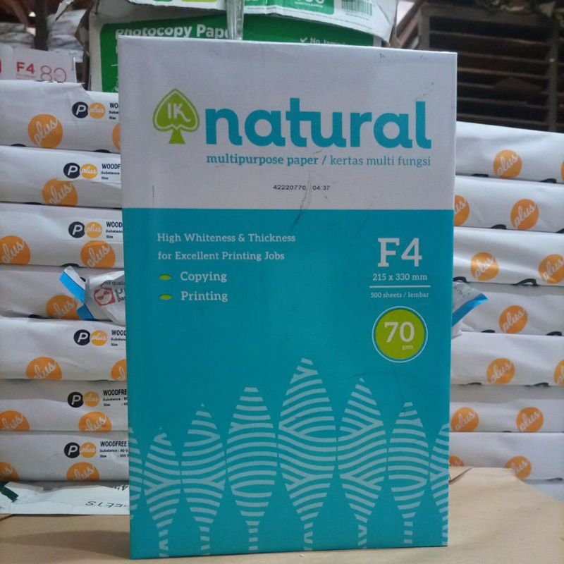 Jual HVS NATURAL F4 70g / kertas hvs merk natural f4 70gsm (1RIM) | Shopee Indonesia