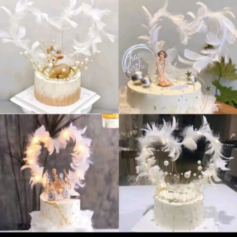 Jual Topper Bulu Angsa Fleksibel,Hiasan kue Bulu kawat,Topper Bulu ...