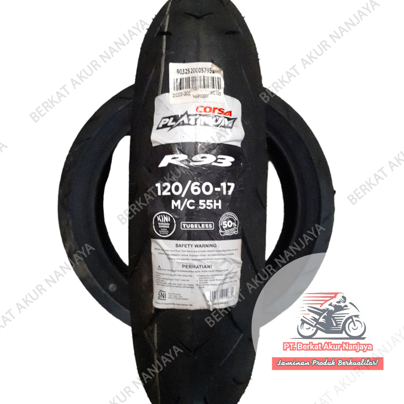 Jual Corsa Platinum R93 120/60-17 Ban Motor Sport Tubeless BONUS Pentil ...