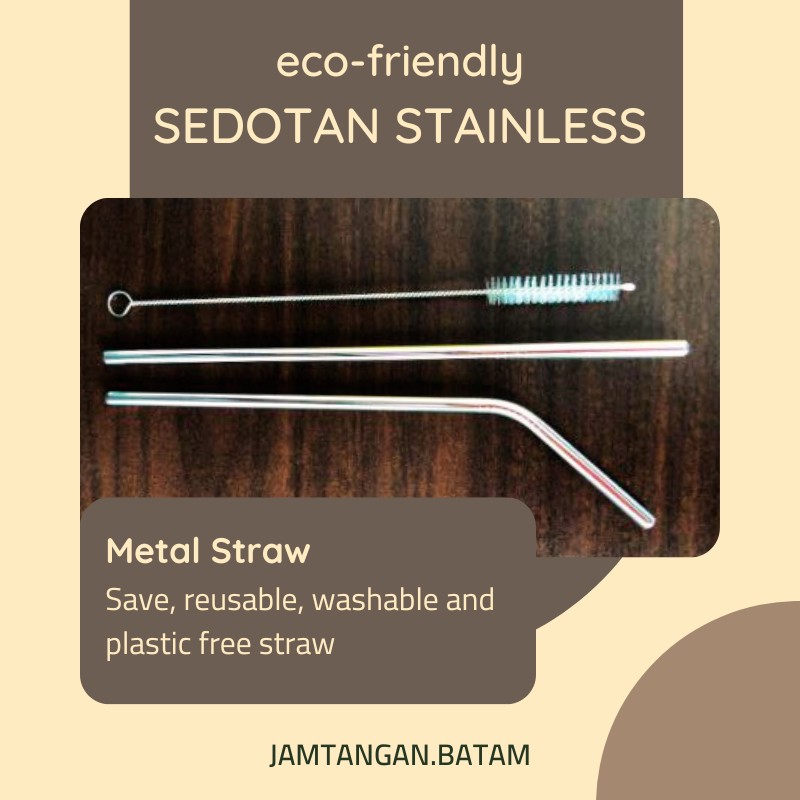 Jual Perlengkapan Minum Paket 3in1 Sedotan Stainless besi isi 3pcs ...