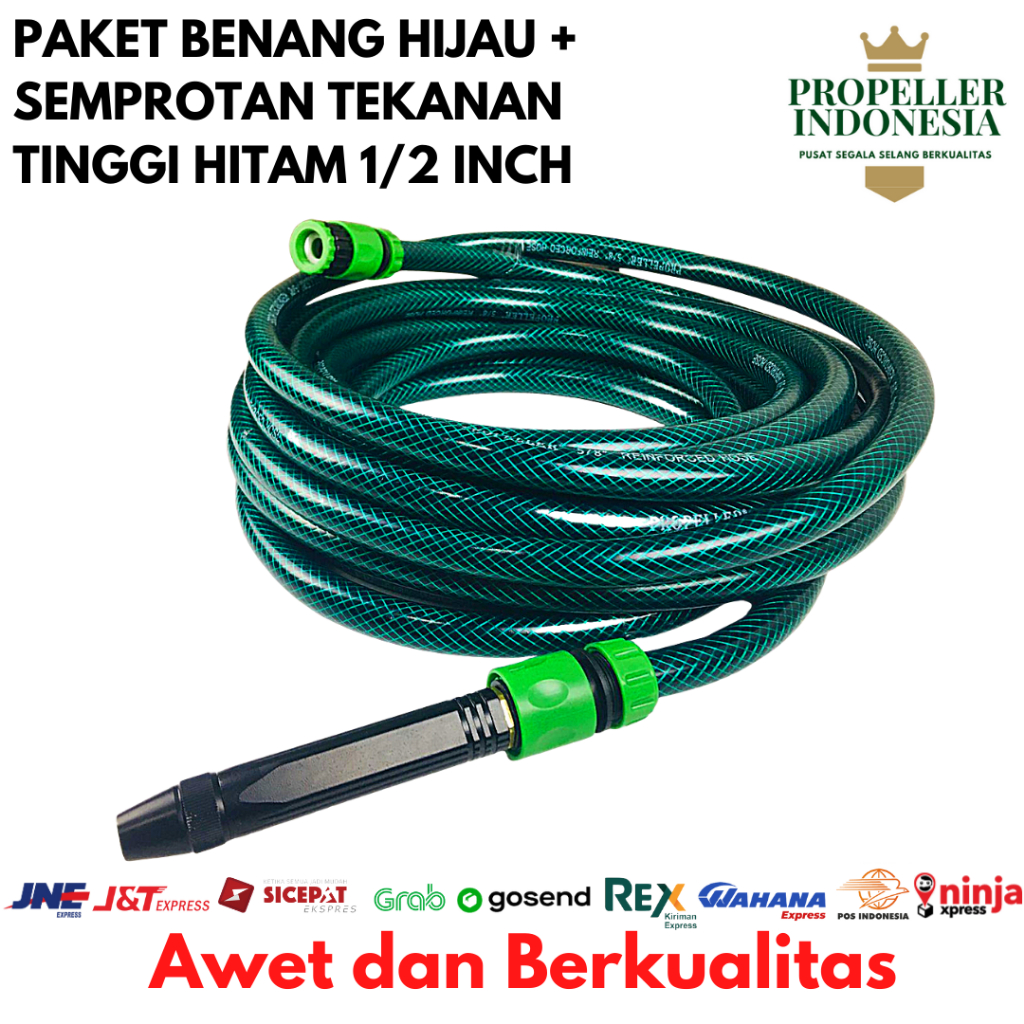 Jual Selang Air Benang 1/2 Inch Hijau Paket Semprotan Air Lurus Hitam | Shopee Indonesia
