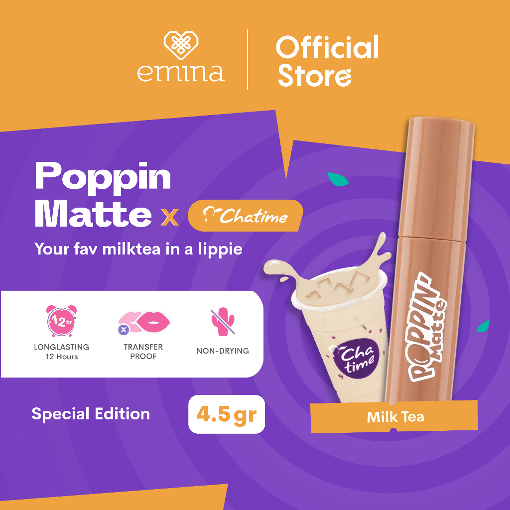 Jual Emina Poppin Matte X Chatime Edition 45 G Lip Matte Transferproof Long Lasting