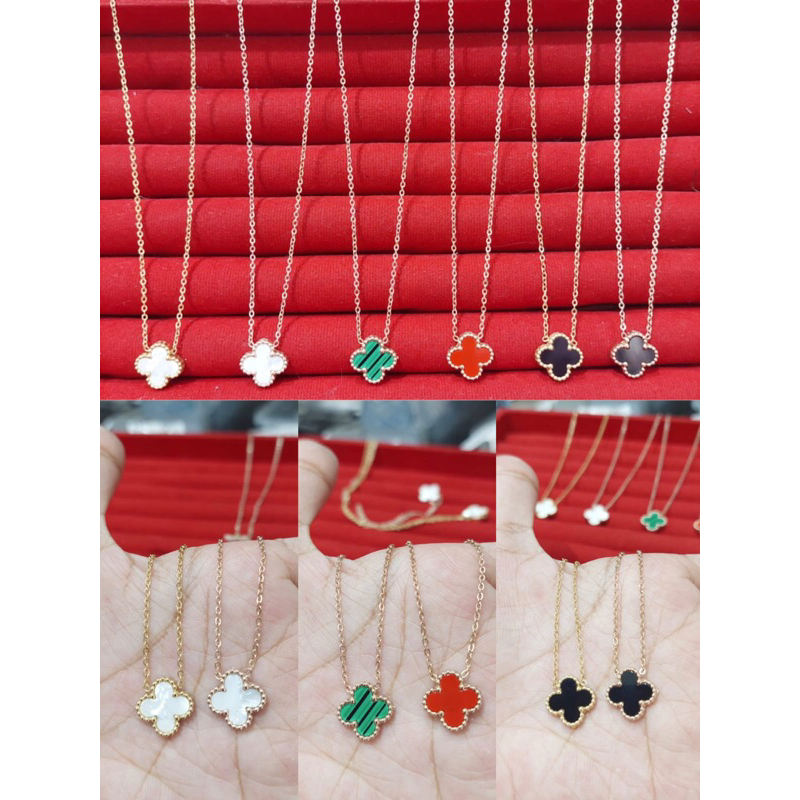 Jual TITANIUM KALUNG CLOVER PERHIASAN WANITA DEWASA KALUNG CLOVER BUNGA ...