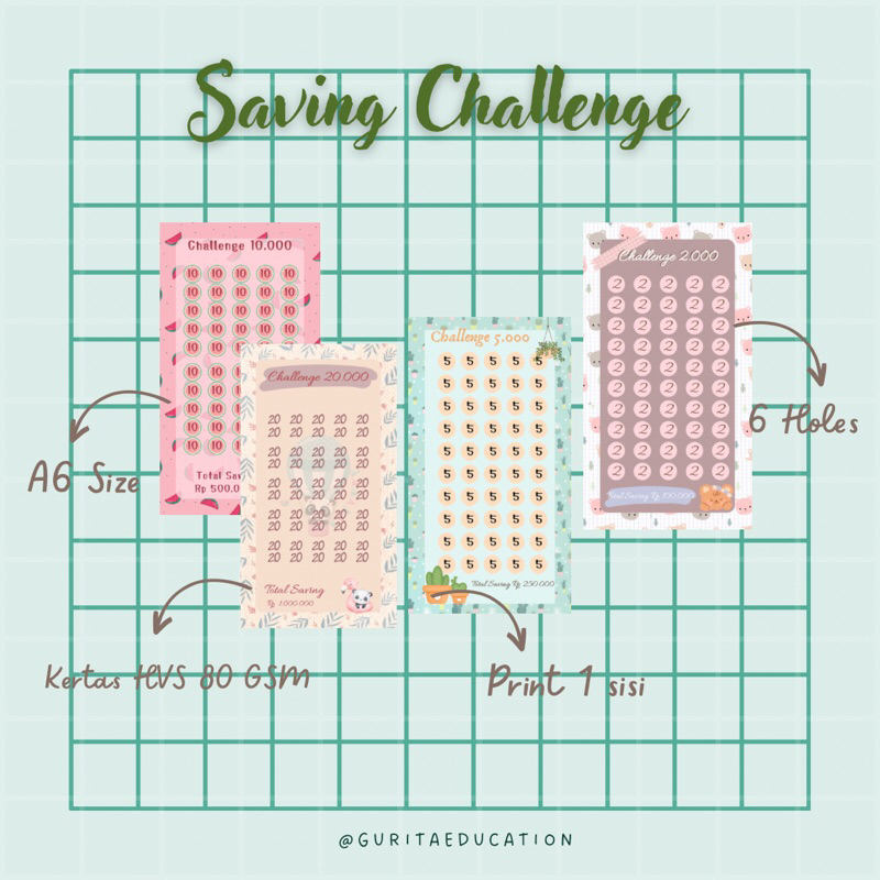 Jual tantangan menabung/ Saving Challenge A6/ isi binder/ loose leaf/ budget planning | Shopee ...