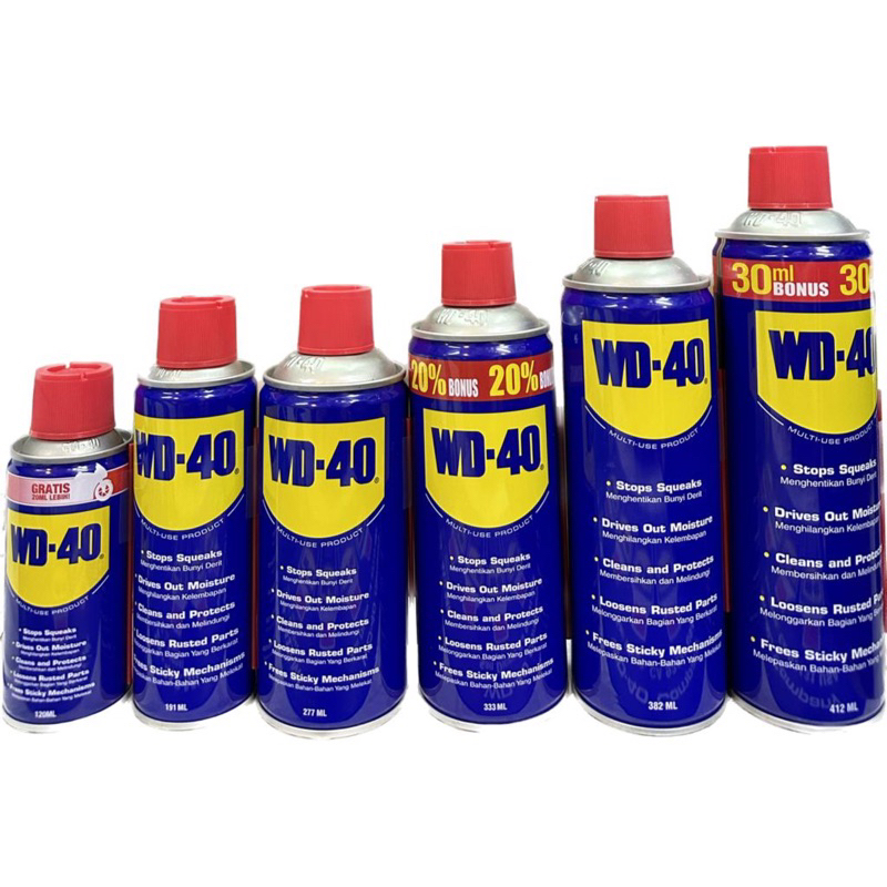 Jual WD 40 120ml, 191ml, 277ml, 333ml, 382ml, 412ml | Shopee Indonesia