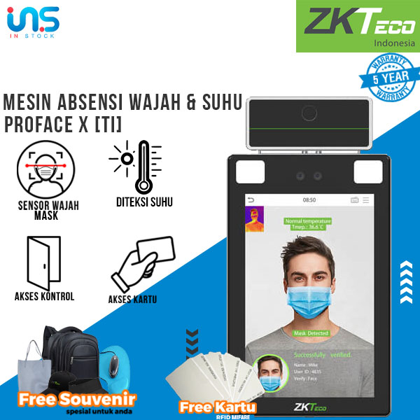 Jual Mesin Absensi Wajah Dan Suhu ZKTECO PROFACE X TI Bisa Akses Kontrol | Shopee Indonesia