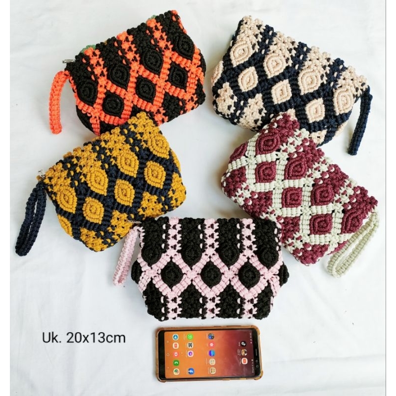 Jual Paket Reseller 5 Dompet Rajut Tali Kur Muat HP Model Terbaru ...