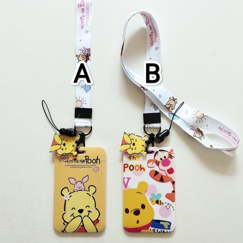 Jual Winnie the Pooh Disney ID Card Holder Lanyard 1 Name Tag Gantungan ...