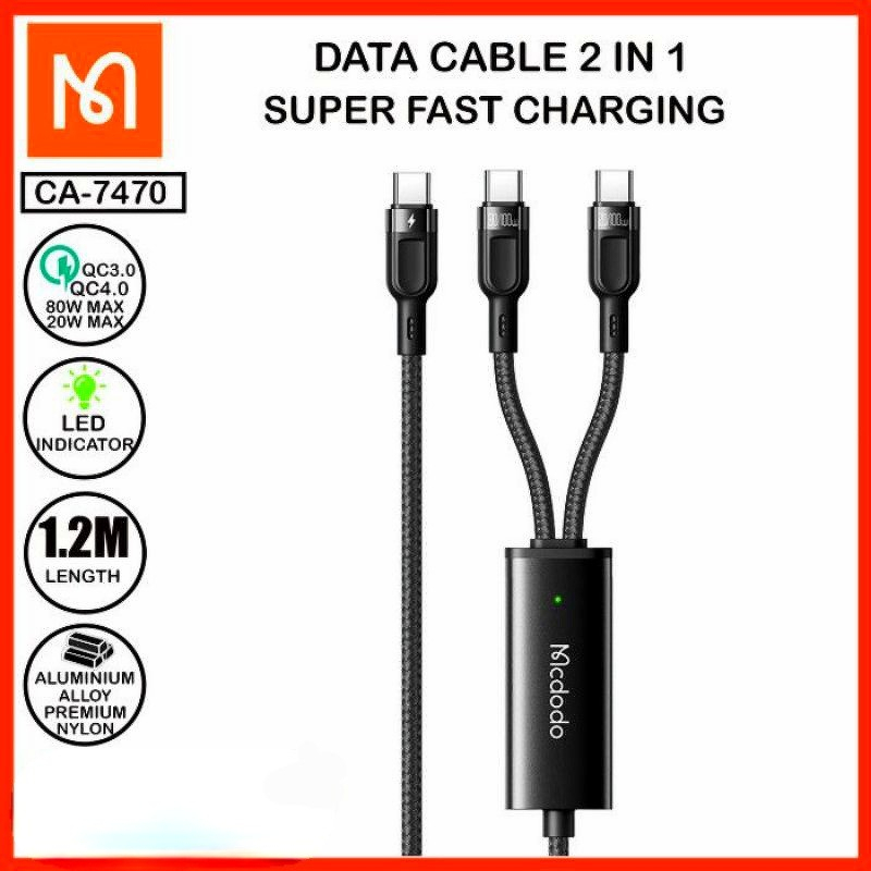 Jual Mcdodo Cable 2in1 USB C to Type C + Type C Super Fast Charging CA ...