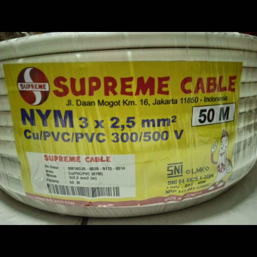 Jual KABEL LISTRIK MERK SUPREME NYM 3x2.5 / 3x2,5 PER METER / @ METER | Shopee Indonesia