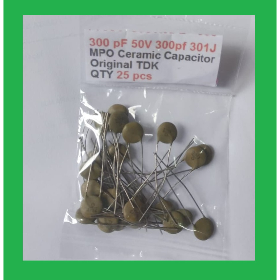 Jual QTY 25 pcs 300 pF 50V 300pf 301J MPO Ceramic Capacitor Original ...