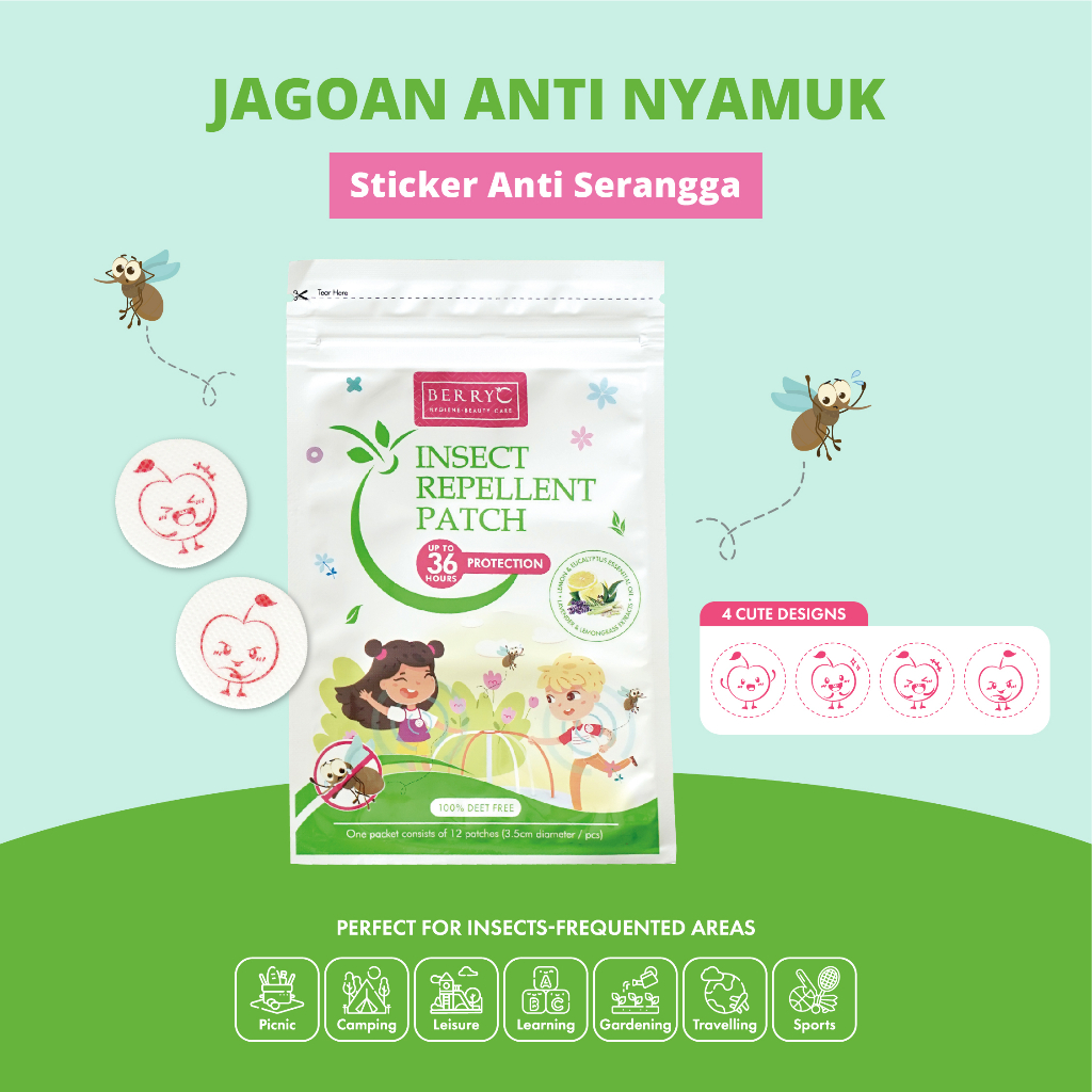 Jual Stiker Anti Nyamuk Berry C Mosquito Insect Repellent Patch DEET ...