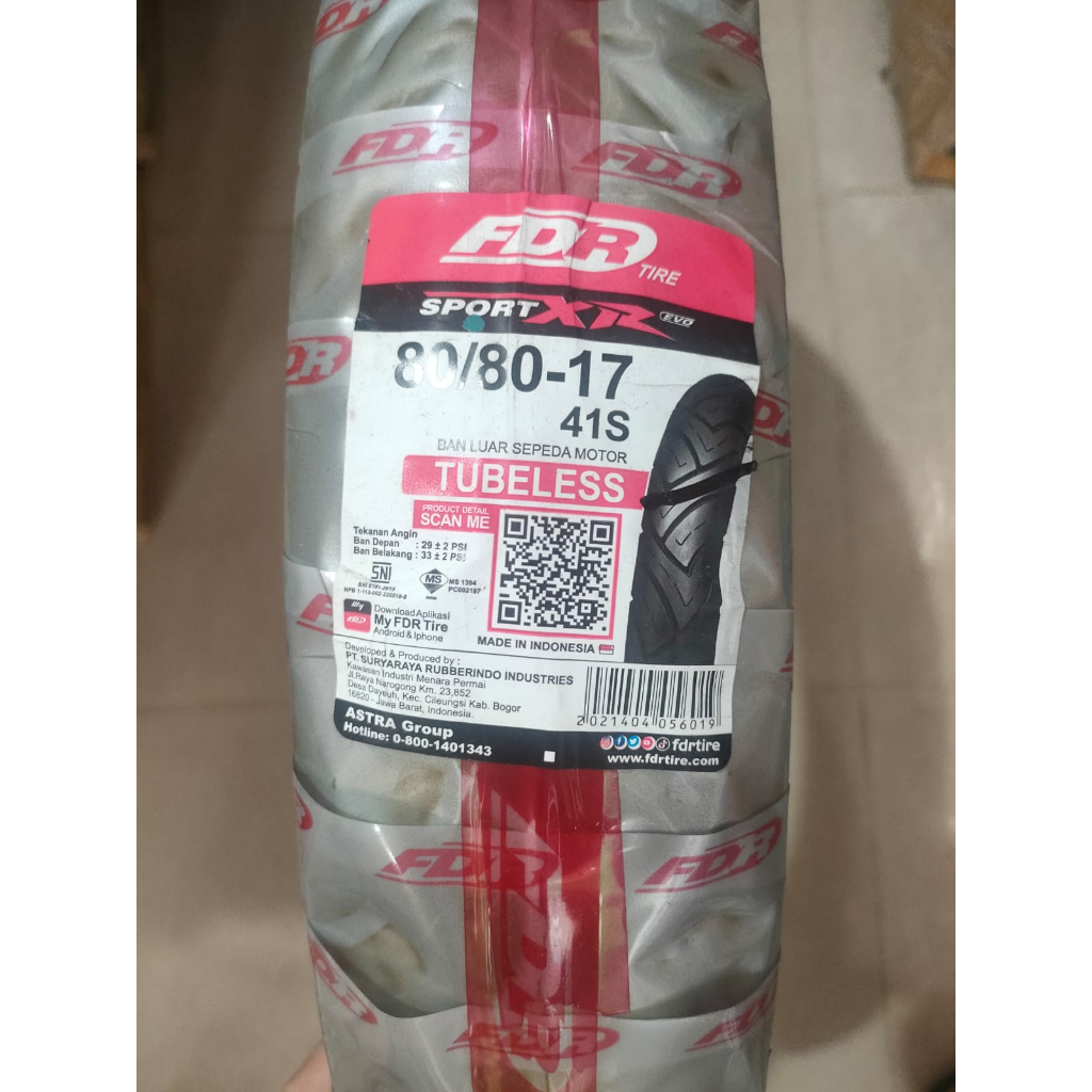 Jual 80/80-17 XR EVO TUBELESS FDR BAN | Shopee Indonesia