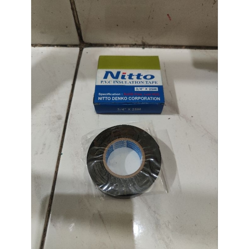 Jual Isolasi Lakban Hitam Listrik Nitto Pvc Hitam 3/4" Inch 25 Meter ...
