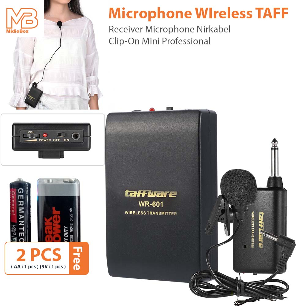 Jual Microphone Wireless TAFF FM Transmitter Receiver Clip on Podcast ...