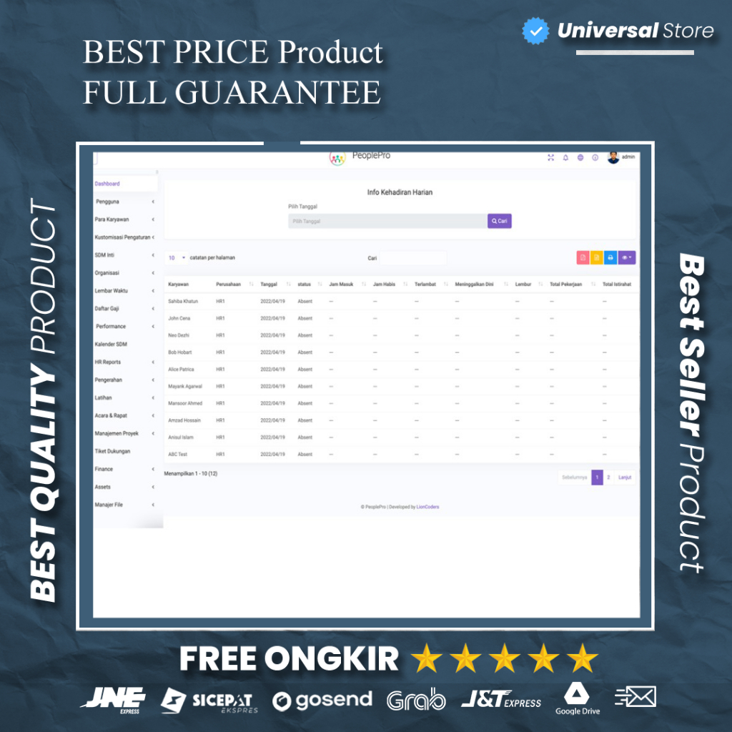 Jual Source Code Website Aplikasi HRIS HRD Absensi Payroll Karyawan Laravel PHP Siap Pakai ...