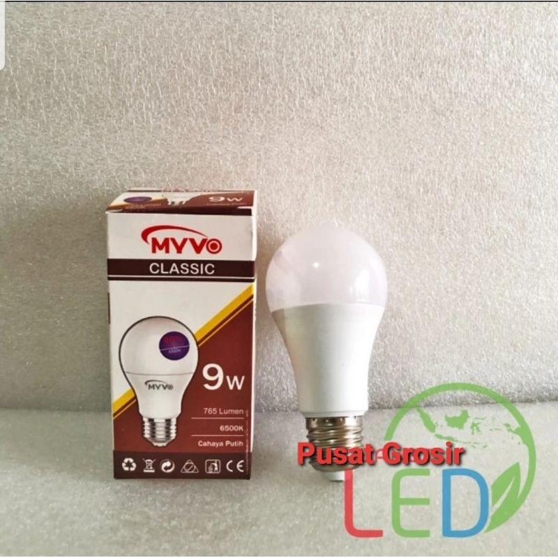 Jual Lampu Led MYVO CLASSIC 9 Watt 9W Garansi 1 Tahun Cahaya Putih Dan ...