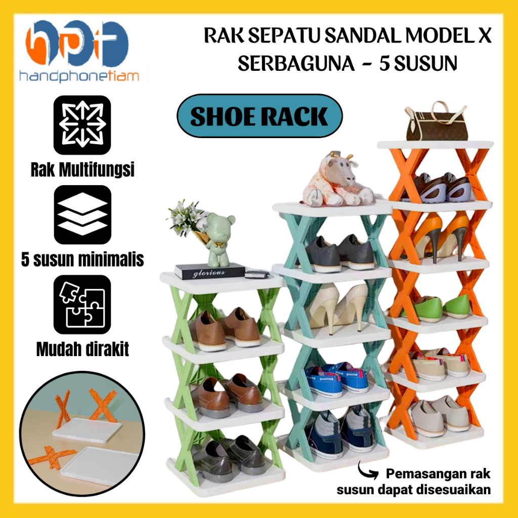 Jual Rak Sepatu Sandal 5 Susun Model X Tempat Penyimpanan Sendal Vas ...
