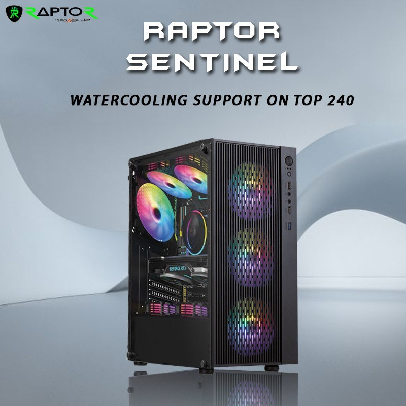Jual Case PC Gaming Raptor Sentinel Free 3 Fan RGB 120mm ATX Gaming ...