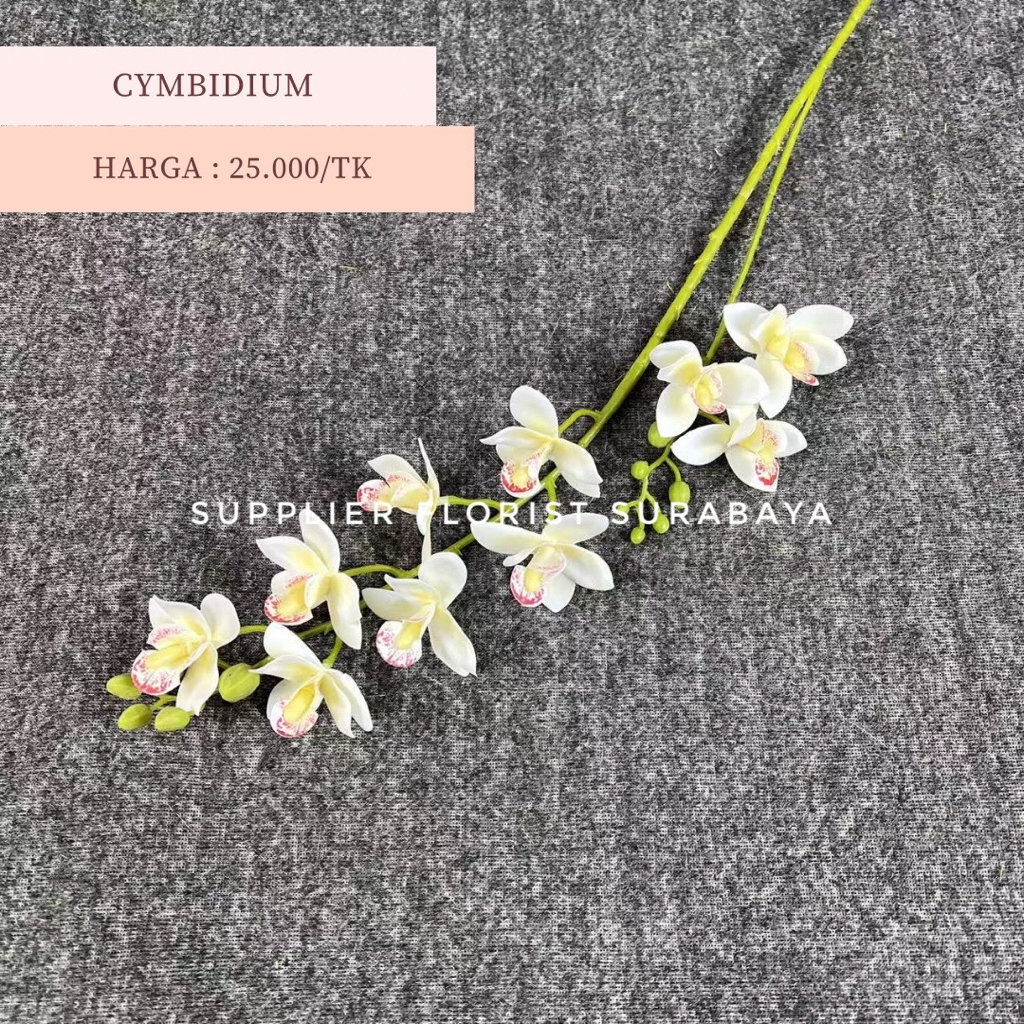 Jual [10 KEPALA] BUNGA PALSU ANGGREK CYMBIDIUM KECIL BAHAN LATEX REAL ...