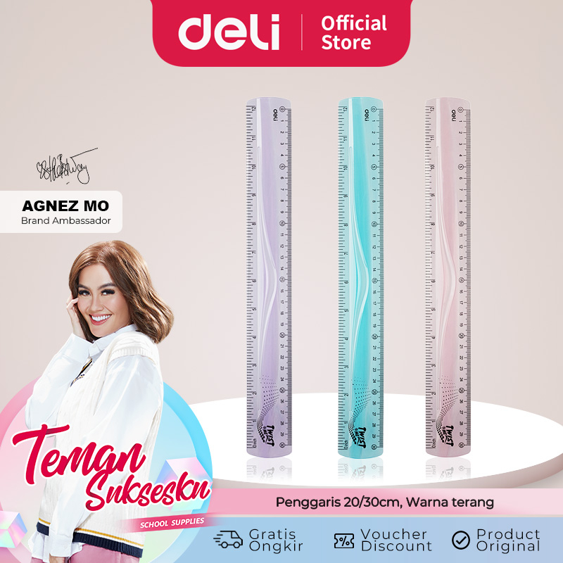 Jual Deli Ultra Flexible Ruler / Penggaris Lentur 20 30 cm Warna Terang ...