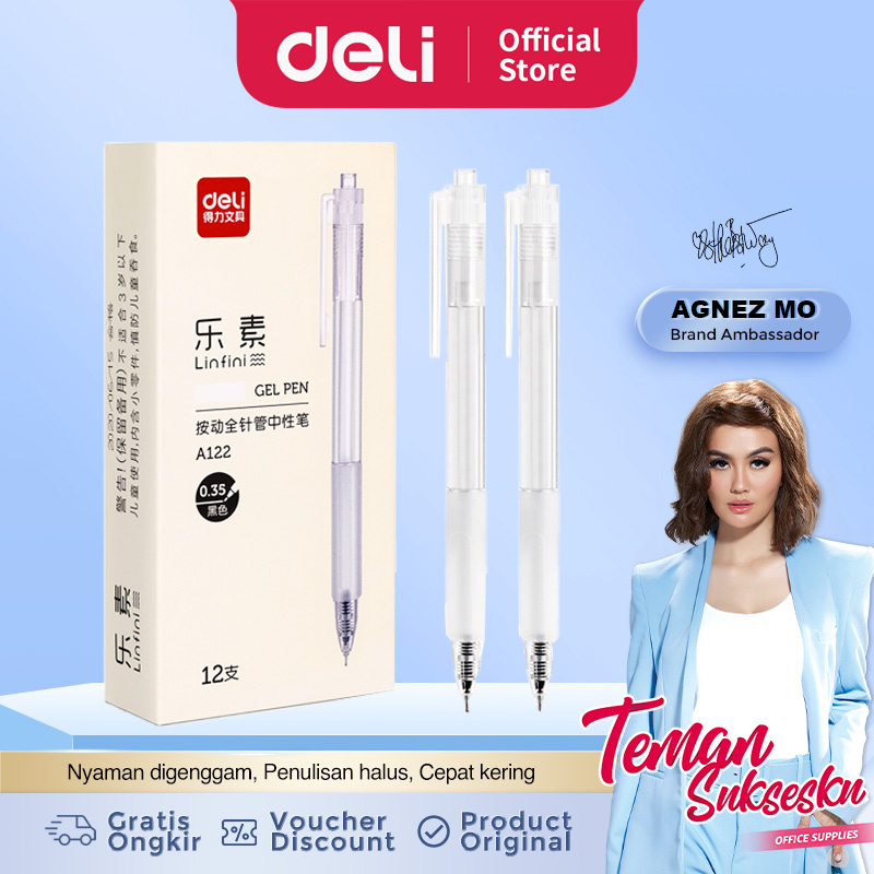 Jual Deli Gel Pen / Pulpen Gel 0.35 mm Penulisan Halus Nyaman Digenggam ...