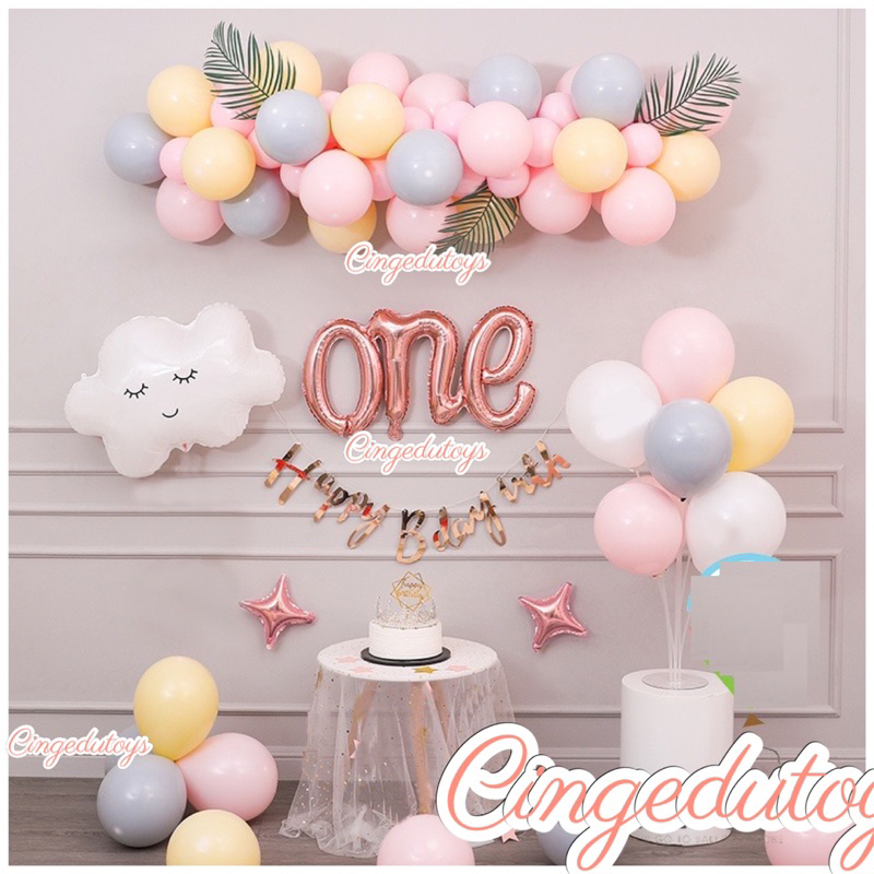 Jual Set Balloon Happy Birthday One Link Rose Gold Chain / Balon ...