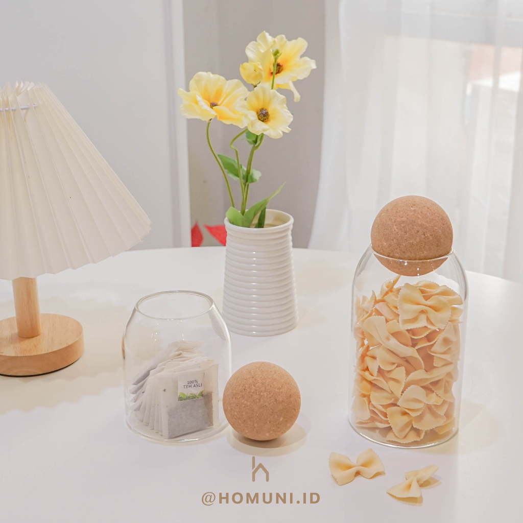 Jual Toples Botol Kaca Yeri jar storage dengan tutup bola gabus/ Tempat ...