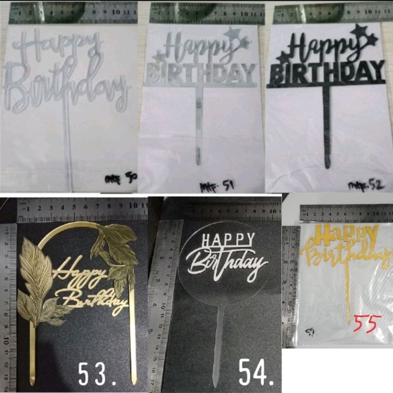 Jual topper happy birthday , anniversary akrilik tipis(50-58) | Shopee ...