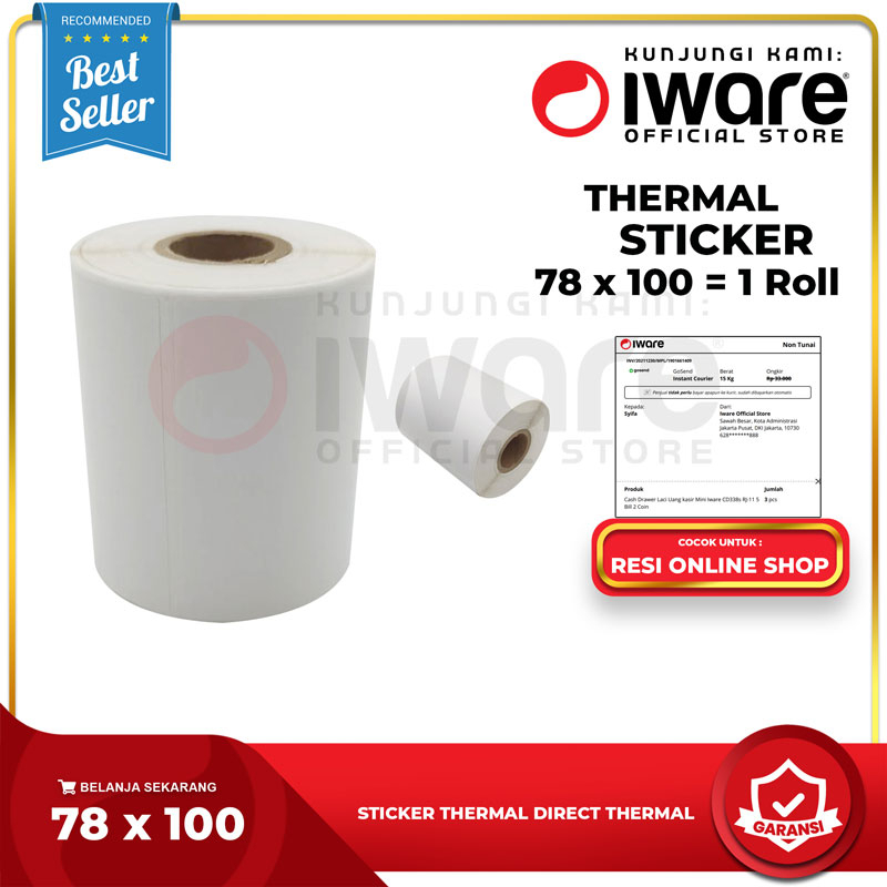 Jual Accessories IWare KERTAS THERMAL FO BLANK 78X100 (1L=@300PCS/ROLL ...