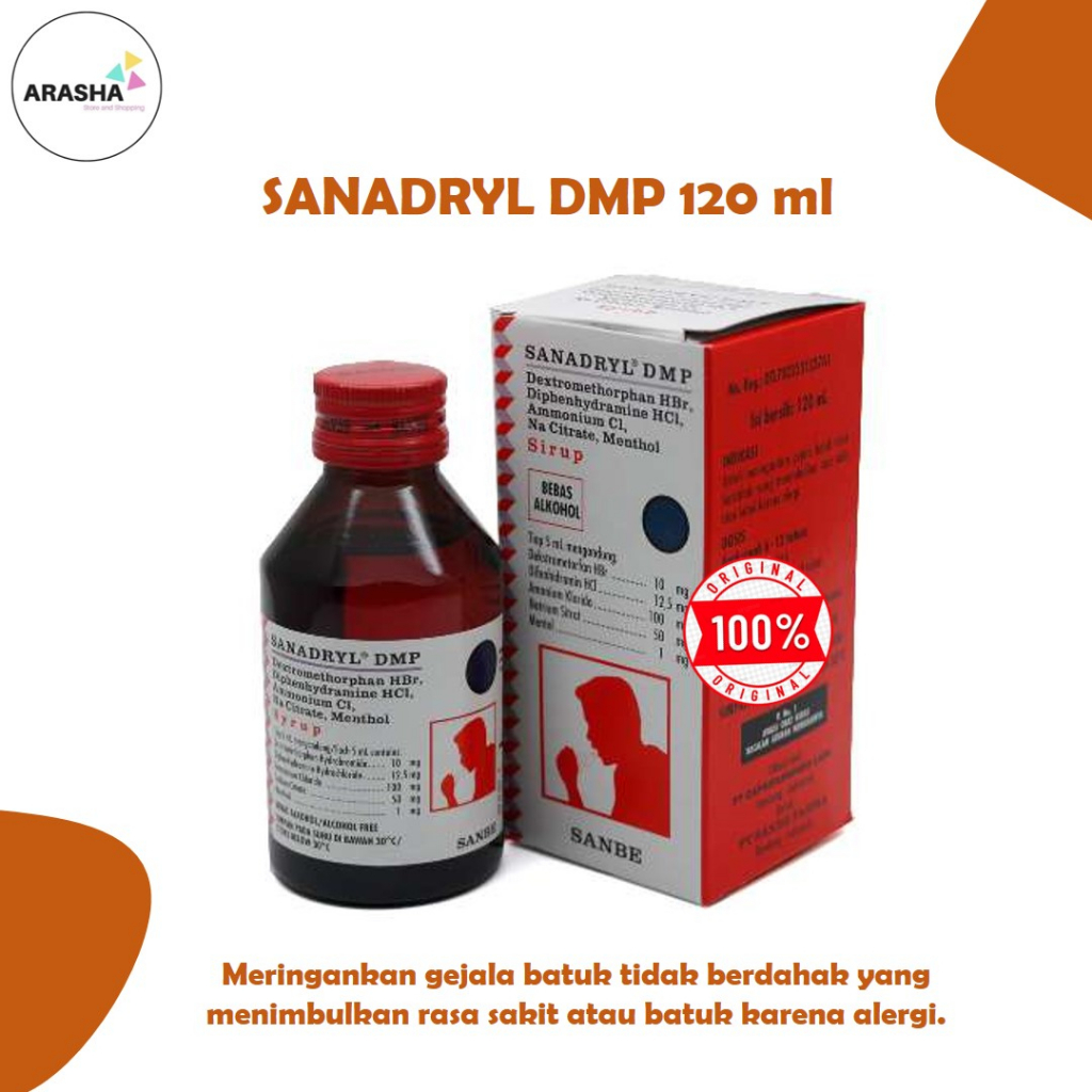Jual SANADRYL DMP SIRUP 120 ML Obat Batuk Tidak Berdahak | Shopee Indonesia