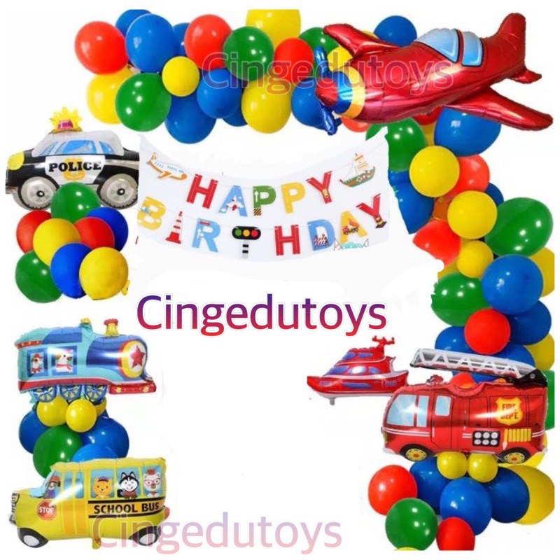 Jual BALON FOIL SET BIRTHDAY HBD BOY TRANSPORTASI/ULANG TAHUN ANAK COWO ...