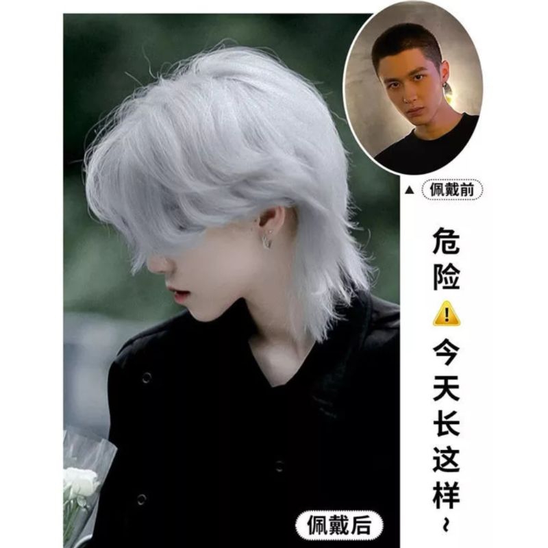 Jual Wig Pria Ekor Srigala Rambut Palsu Pendek Pria Versi Korea Tampan ...