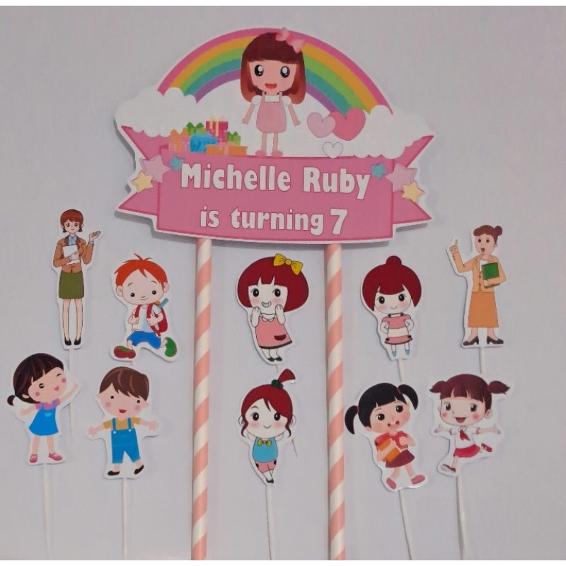 Jual TOPPER CAKE TEMA ANAK PEREMPUAN PINK BISA CUSTOM NAMA | Shopee ...