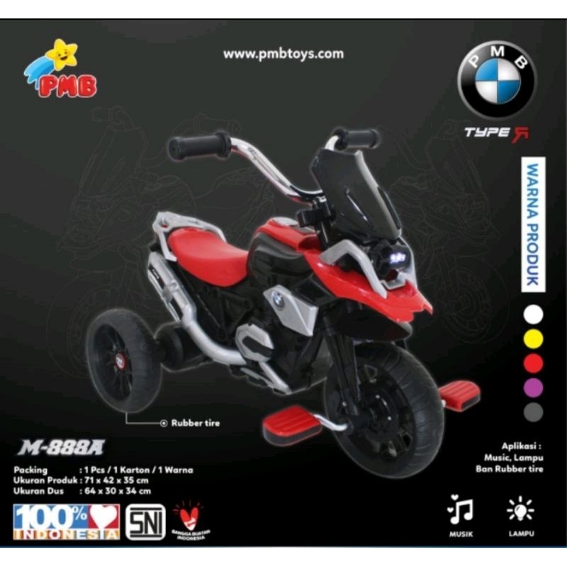 Jual SEPEDA RODA TIGA / SEPEDA MOTOR AKI LISTRIK ANAK PMB M888 (AKI ...
