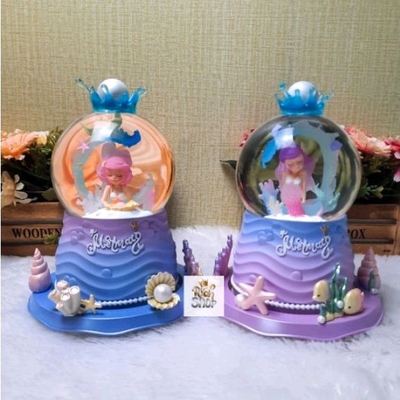 Jual Snowball Kotak Musik Bola Kristal Salju Mermaid Snowglobe | Shopee ...
