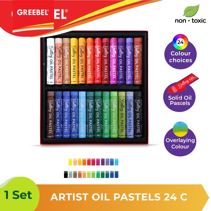 Jual Crayon Merk Oil Pastel Crayon Isi 24 Warna Greebel Krayon Pastel ...