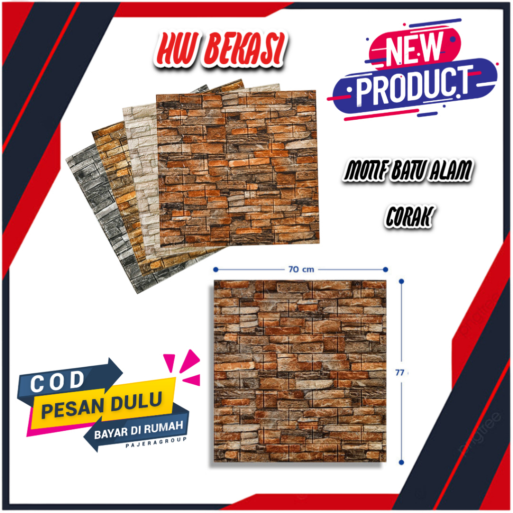 Jual Wallpaper Dinding 3D Foam Motif Batu Alam Corak Wallpaper sticker ...