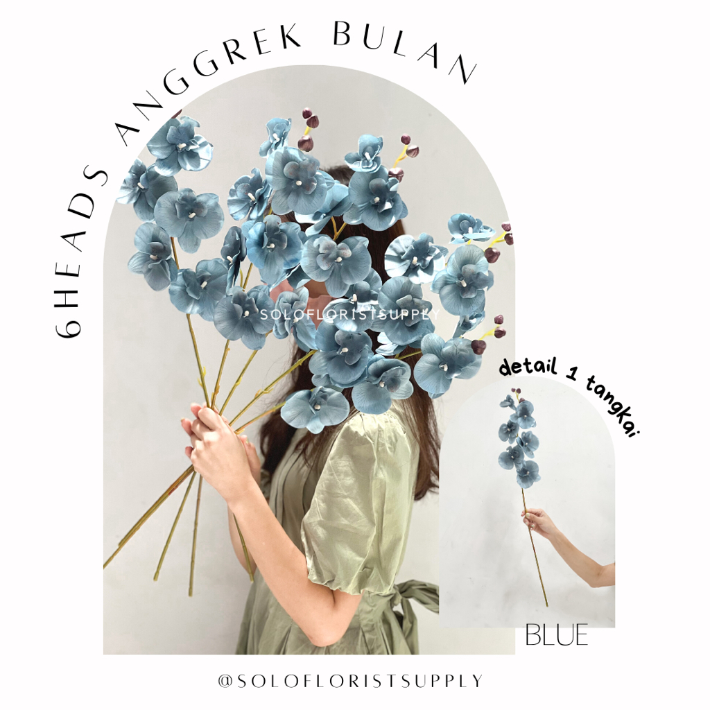 Jual 6heads ANGGREK BULAN ARTIFICIAL FLOWER SILK ORCHID FLOWER Bunga ...
