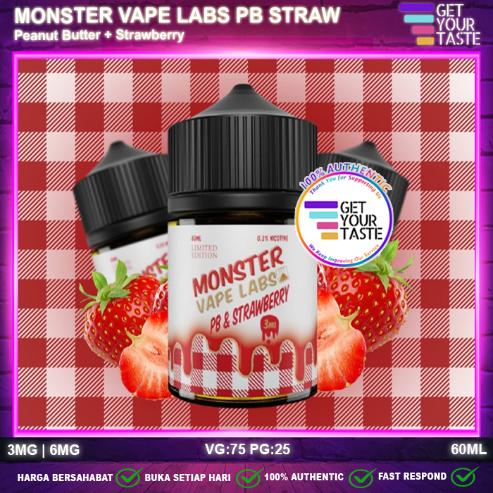 Jual Liquid Monster Vape Labs PB Strawberry 60ML by Jam Monster ...