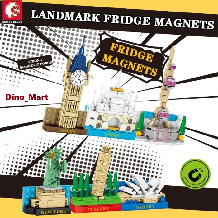 Jual Mainan Balok Brick Landmark Terkenal di Negara Dunia Magnet Kulkas ...