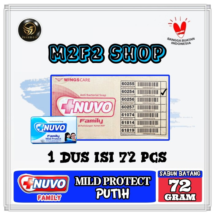 Jual Nuvo Family Sabun Mandi Batang Mild Protect | Putih - 72 gr ...