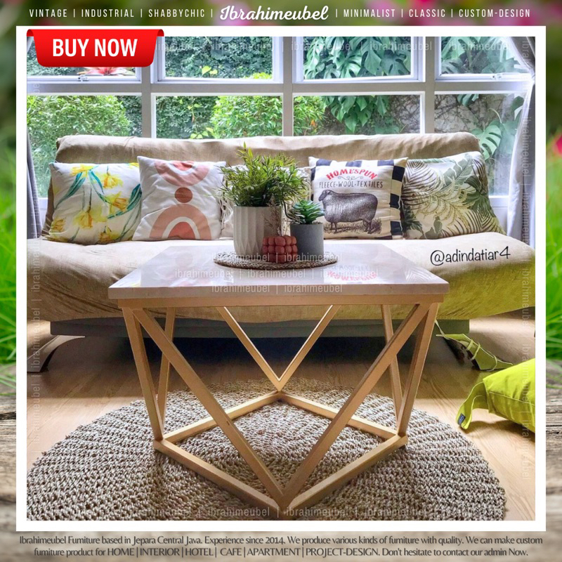 Jual Meja sofa tamu Kotak Persegi Marmer krem cream asli 100% 4V besi ...