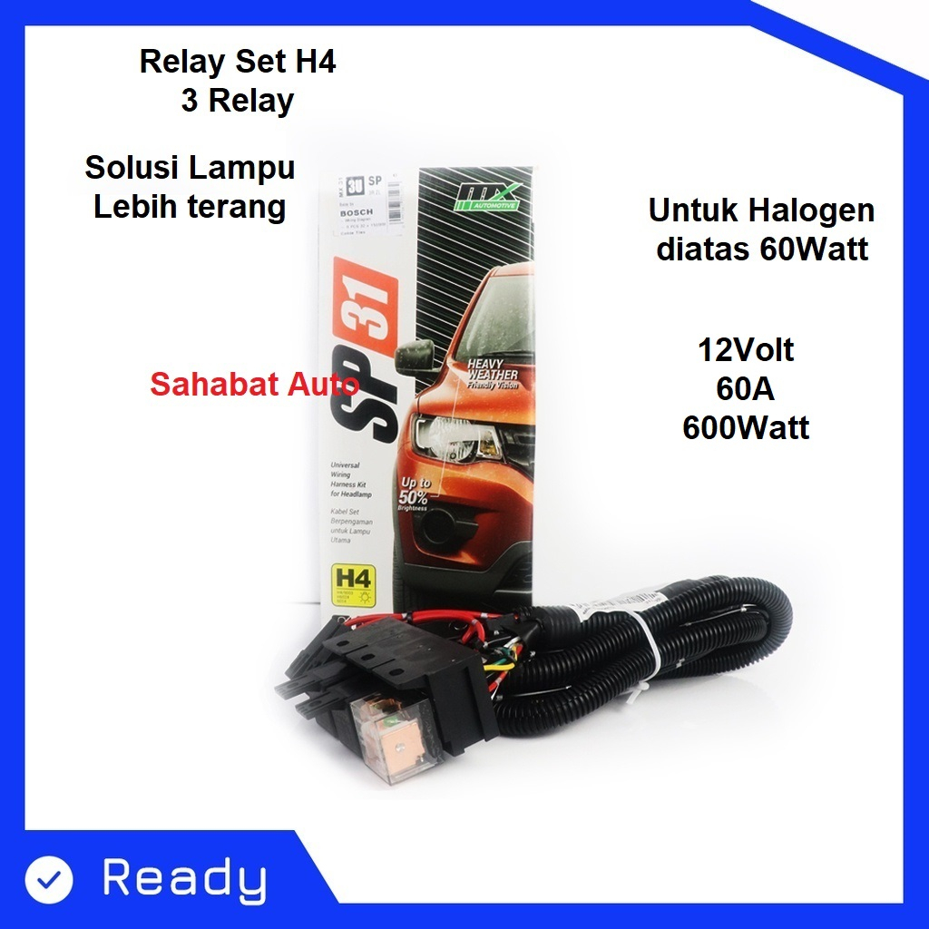 Jual KABEL RELAY SET H4 LAMPU DEPAN HEADLAMP H4 MOBIL 3 RELAY ORIGINAL ...