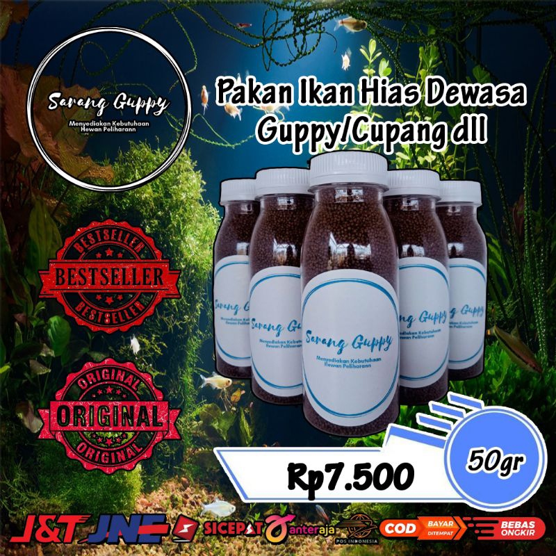 Jual Pakan Ikan Hias Remaja-Dewasa Guppy Cupang dll Botol 50gr | Shopee ...