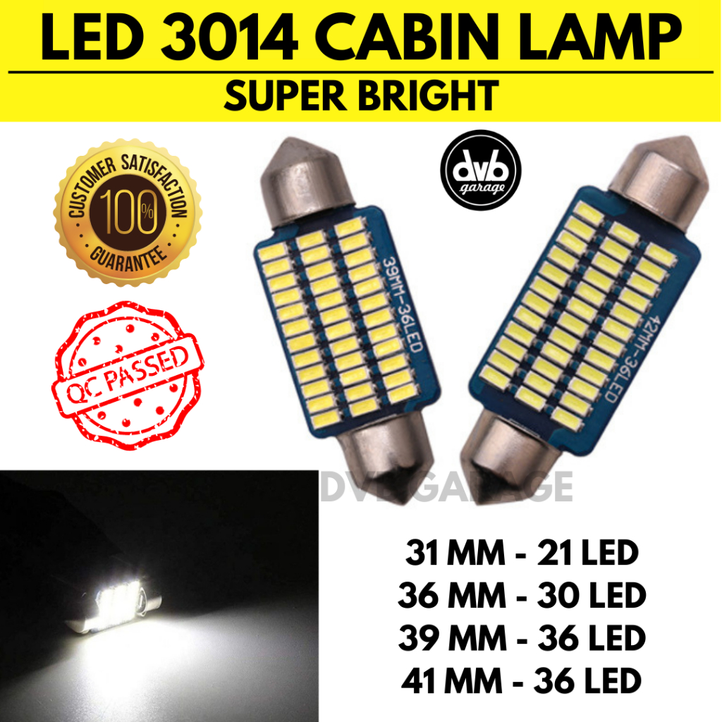 Jual LAMPU LED 3014 SUPER BRIGHT 31/36/39/41 MM CABIN CANBUS KABIN MOBIL | Shopee Indonesia