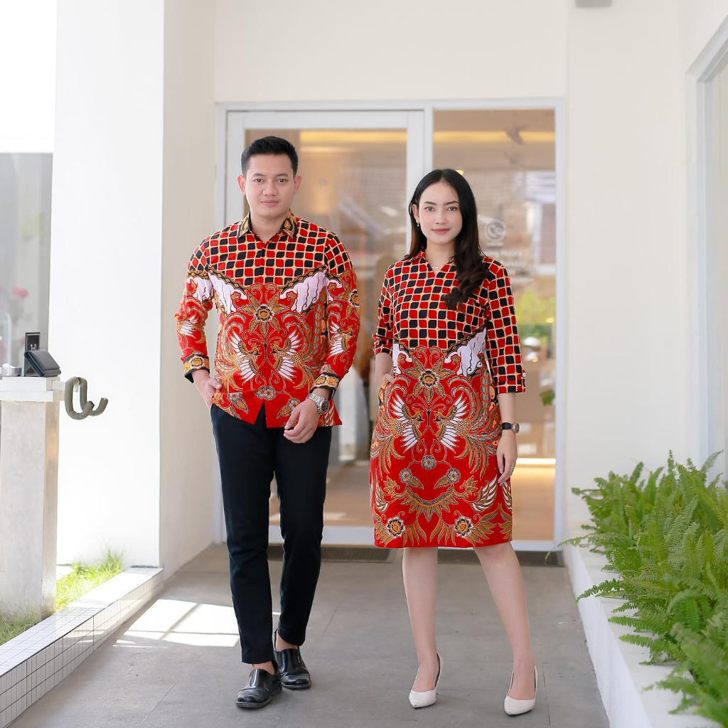 Jual Benang Raja Batik Couple Pria Wanita Kawung Merah Hitam 2 | Shopee ...